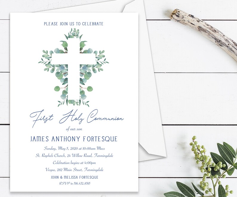 First Communion Invitation Boy Communion Invitation for Boy | Etsy