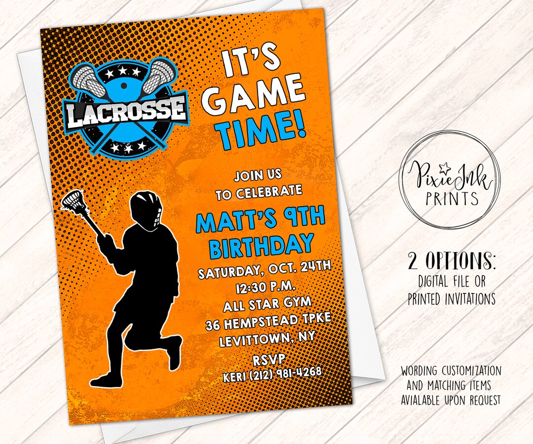 Lacrosse Invitation, Lacrosse Birthday Invitation, Lacrosse Party ...