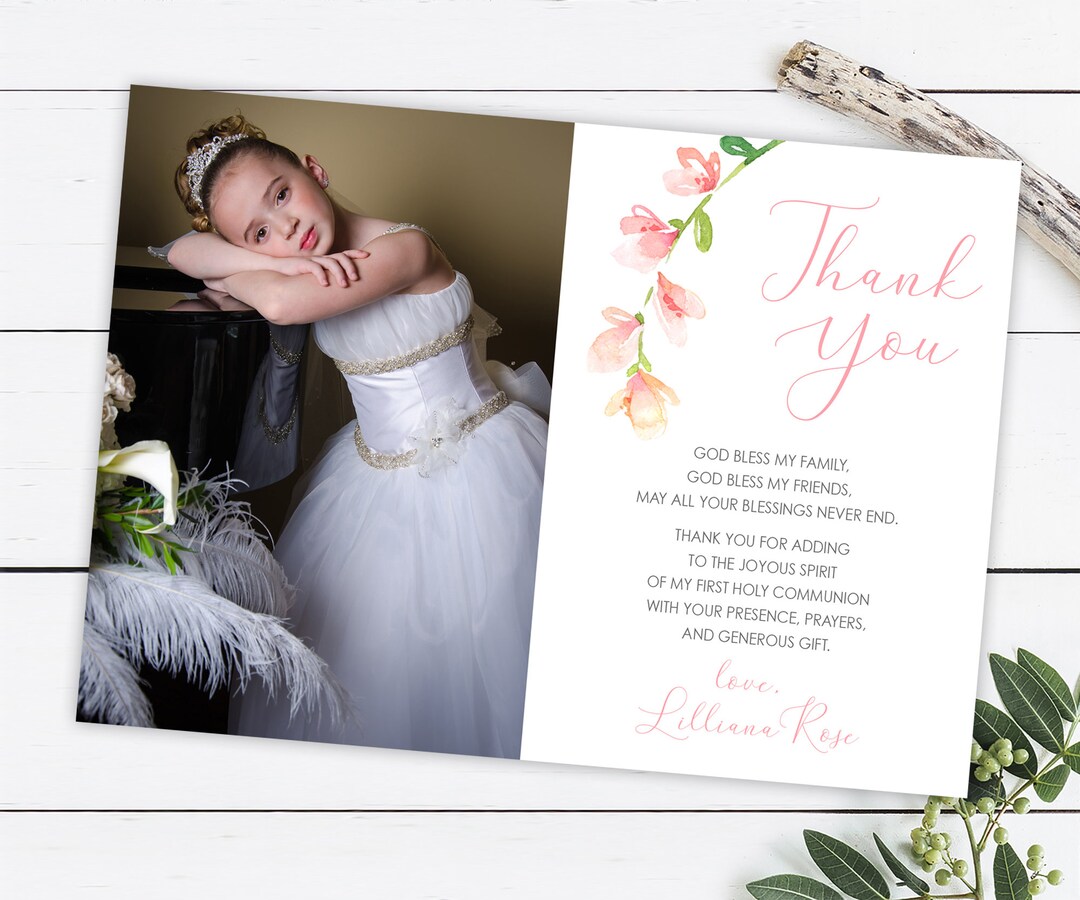 Communion Thank You Card , Communion Picture Thank You, First Holy ...