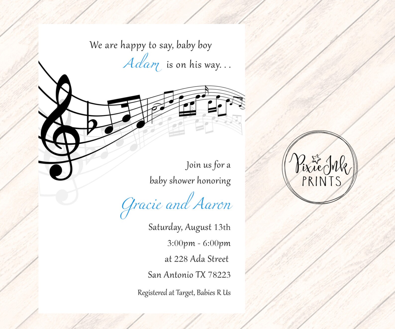 Music Notes Baby Shower Invitation Musical Baby Shower - Etsy