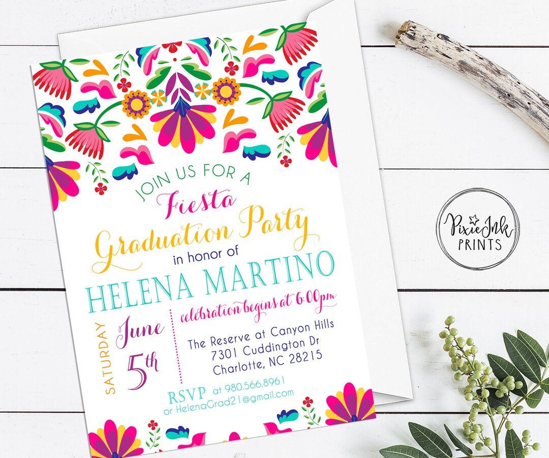 Graduation Fiesta Party Invitation, Fiesta Graduation Invitation, Grad ...