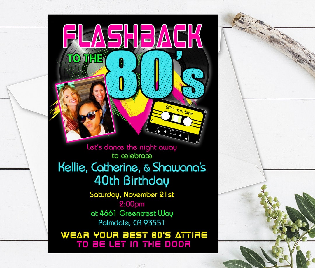 80's Birthday Party Invitation, 80's Party Invitation, 1980's Birthday ...
