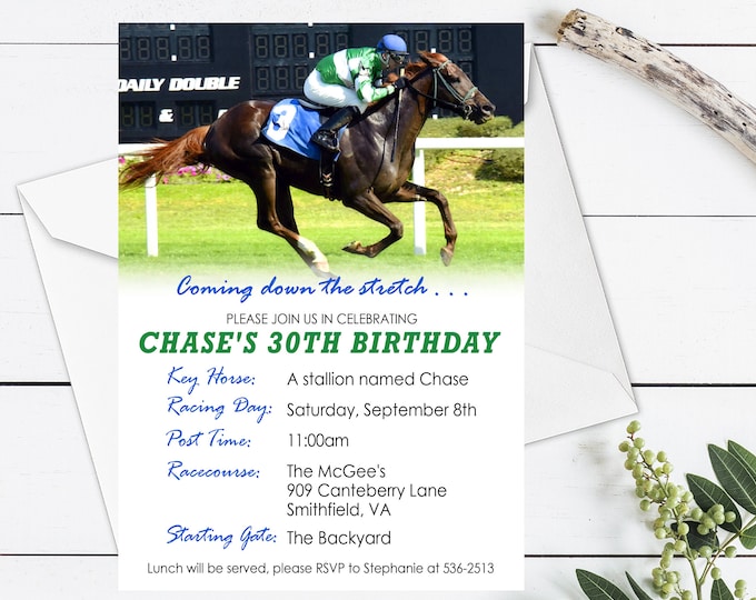Horse Racing Invitation, Coming Down the Stretch Invitation, Racing ...