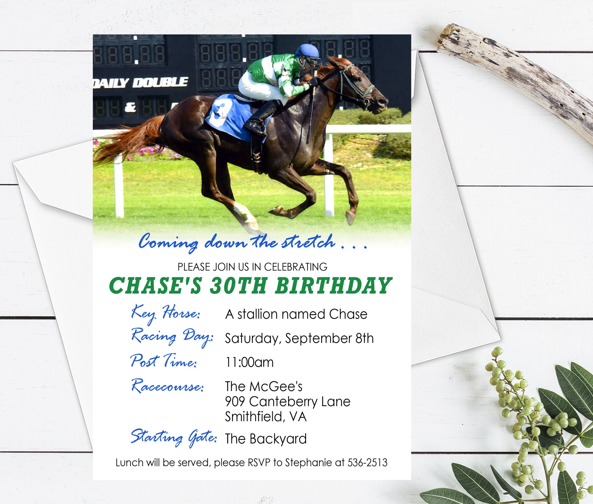 Adult Horse Race Invitations Printable Sweetwater Marina & Riverdeck