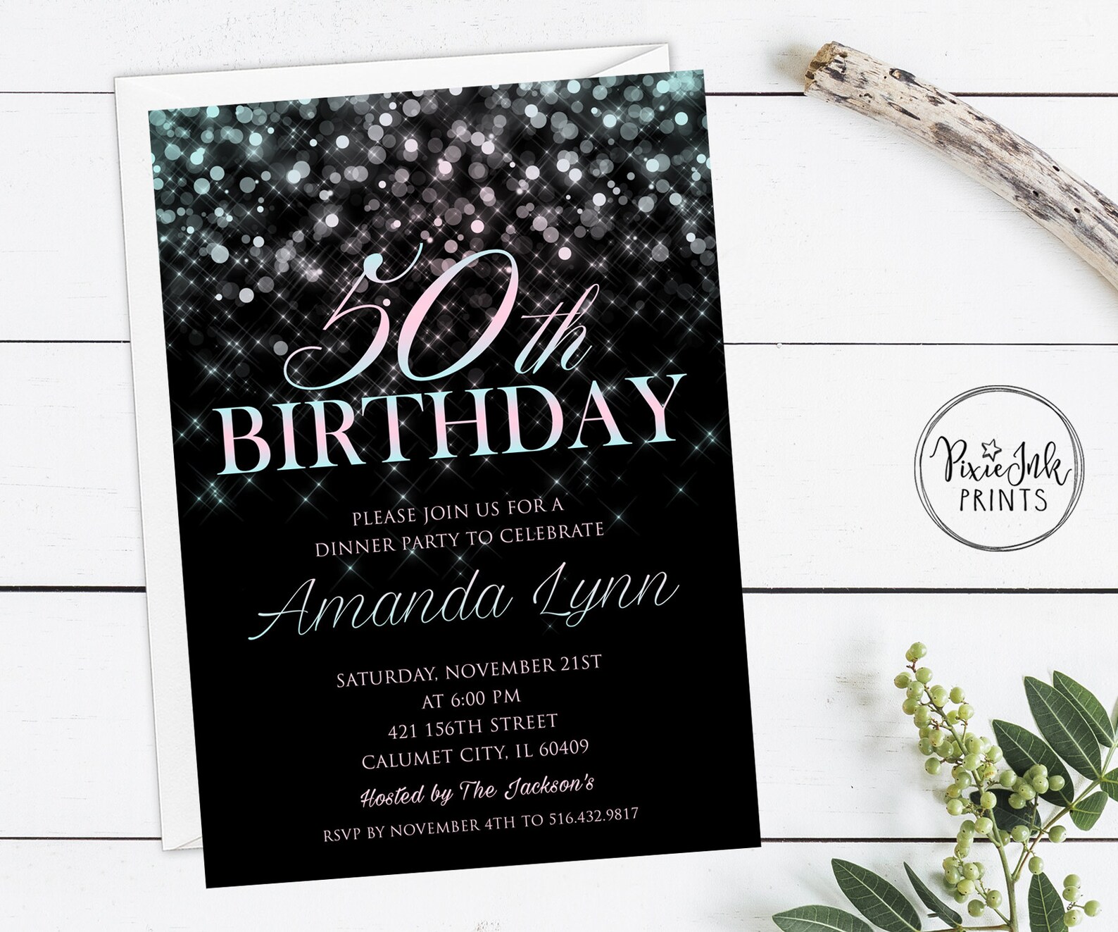 50th Birthday Party Invitation Fifty & Fabulous Invitation - Etsy