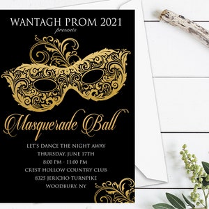 Prom Invitation, Masquerade Ball Prom Invitation, Masquerade Prom ...