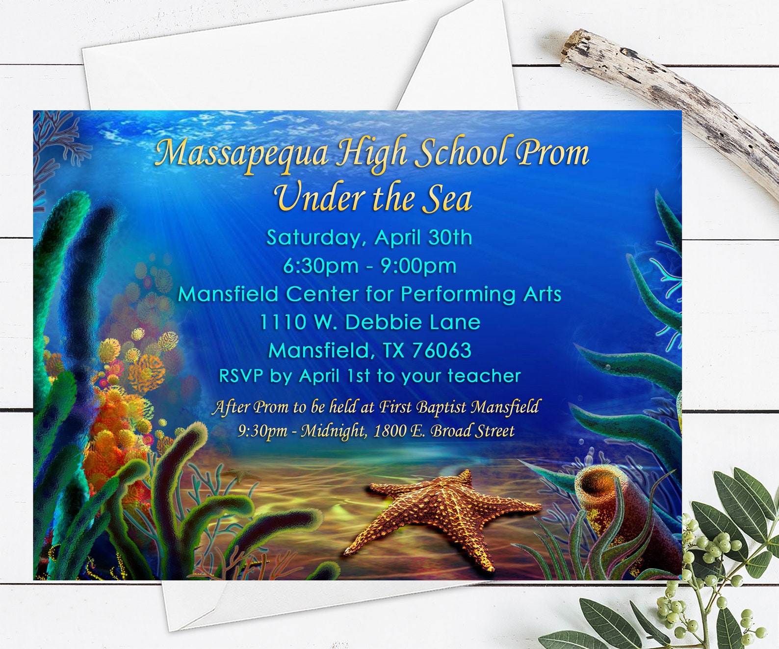 Under the Sea Prom Invitation Under the Sea High School Prom | Etsy
