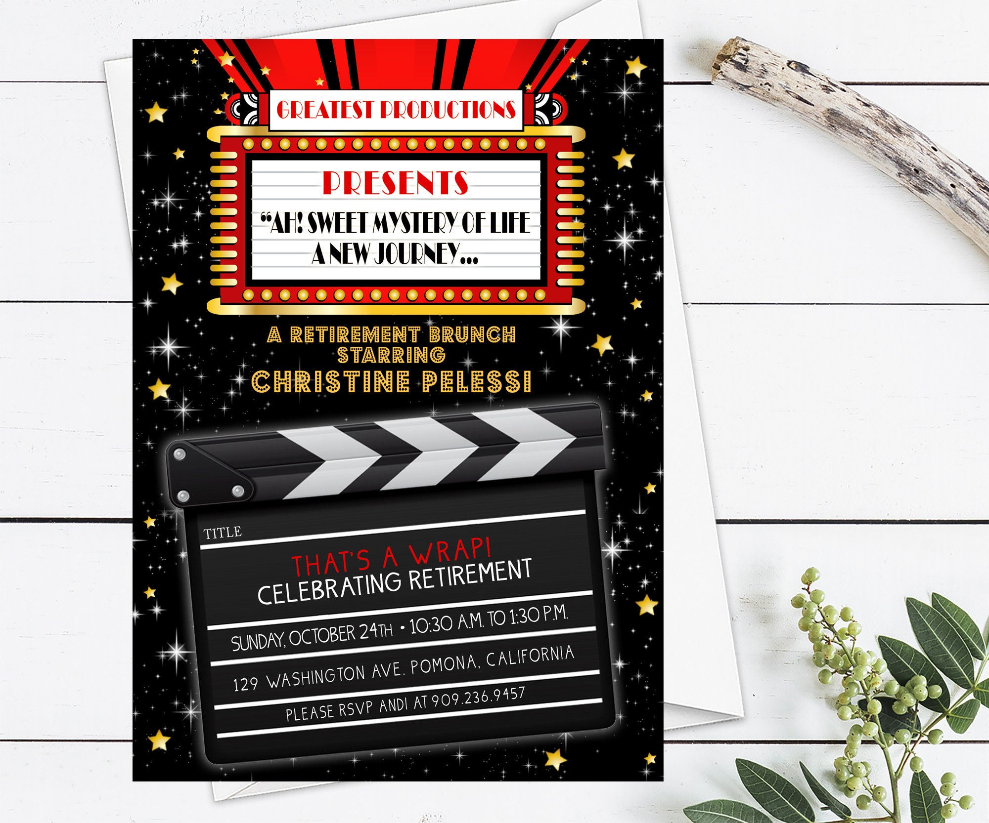 Red Carpet Retirement Invitation, Hollywood Retirement Party ...