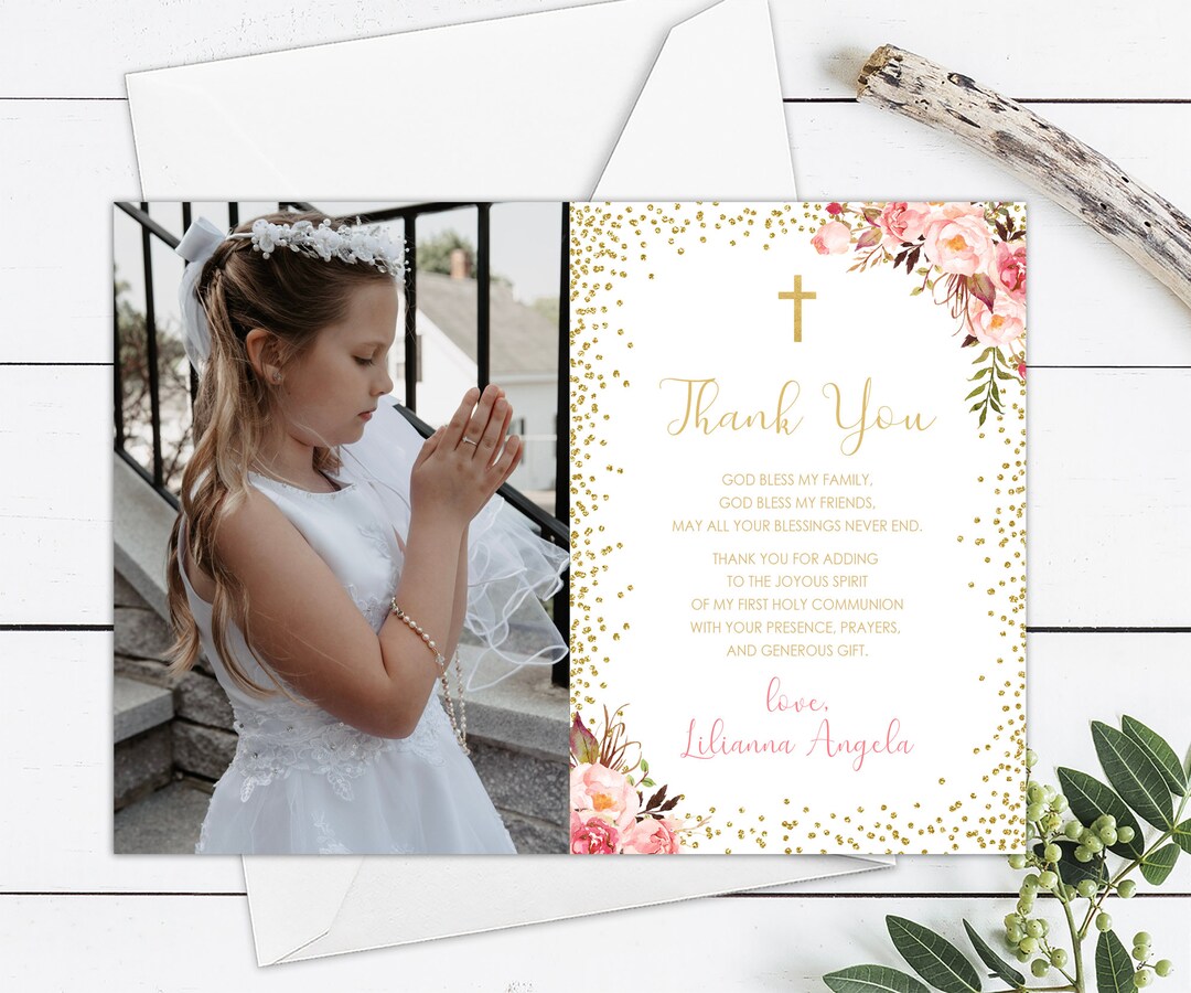 Communion Thank You Card , Communion Picture Thank You, First Holy ...
