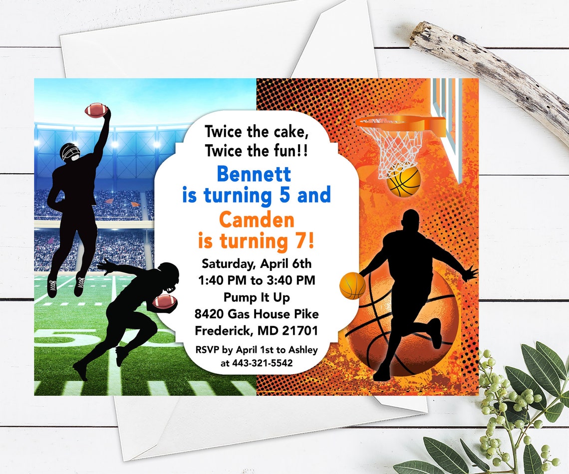 Sports Combo Invitation Split Birthday Invitation Split - Etsy