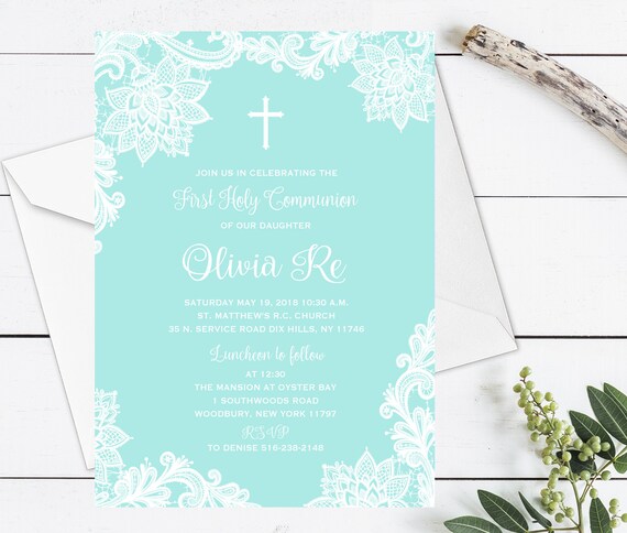 Lace First Communion Invitation An Amazing 12x Symbolic First Holy