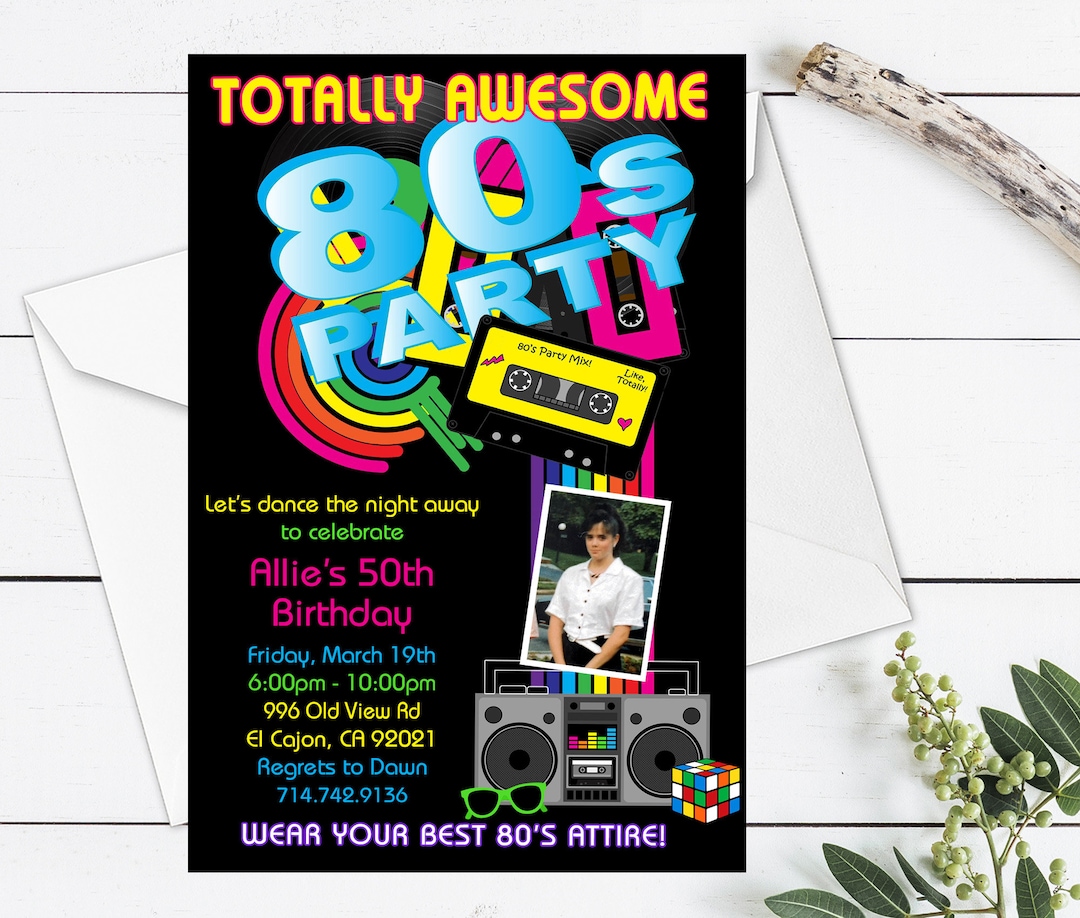 80's Birthday Party Invitation, 80's Party Invitation, 1980's Birthday ...