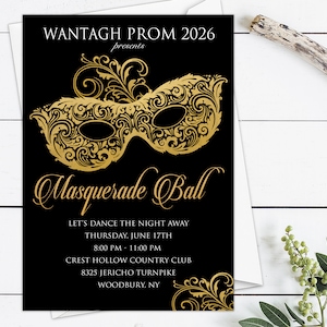 Masquerade Prom Invitation, Prom Invitation, Masquerade Ball Prom ...