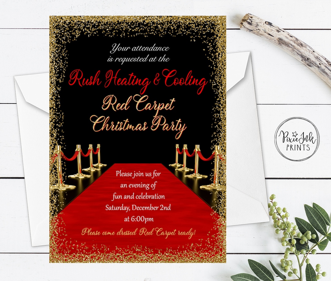 Christmas Party Red Carpet Holiday Party Invitations, Red Carpet Event ...