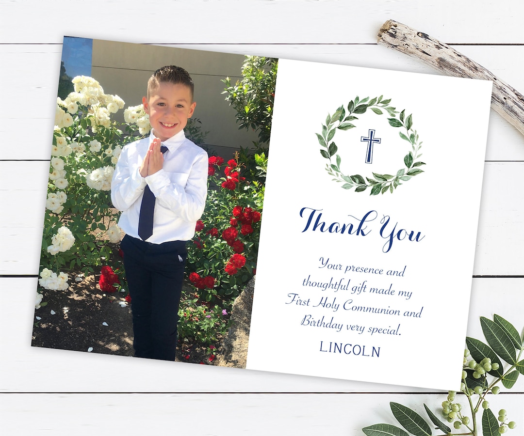 Thank You Card Communion Photo, First Holy Communion Thank You, DIY ...