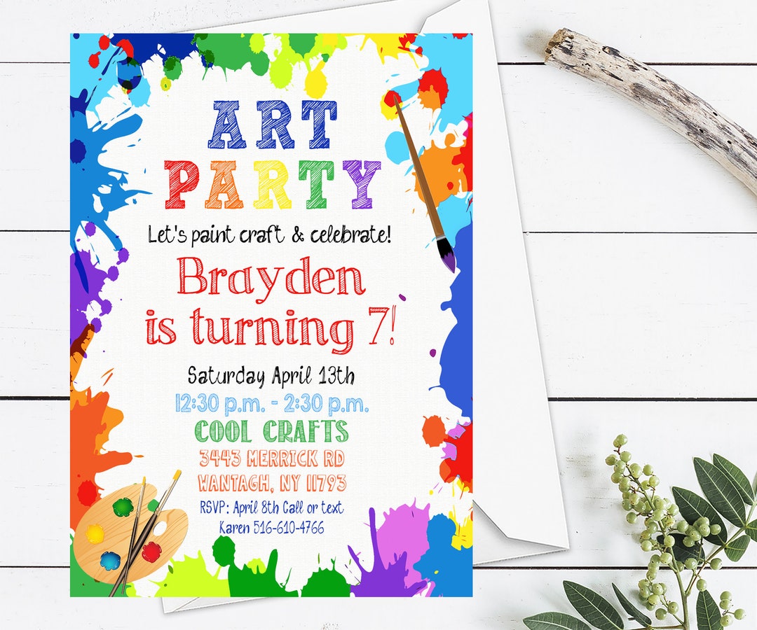 Art Party Birthday Invitation, Painting Birthday Invitation, Art ...