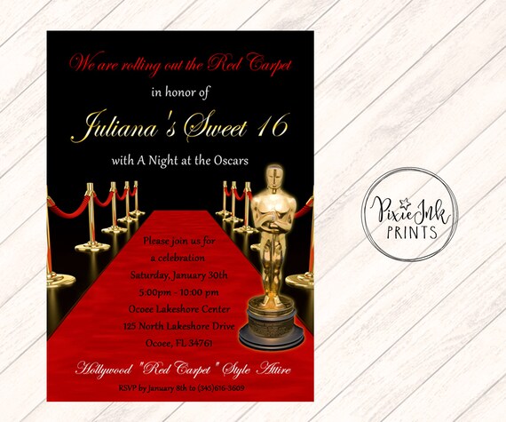 Red Carpet Gala Invitations Red Carpet Birthday Invitation, Hollywood