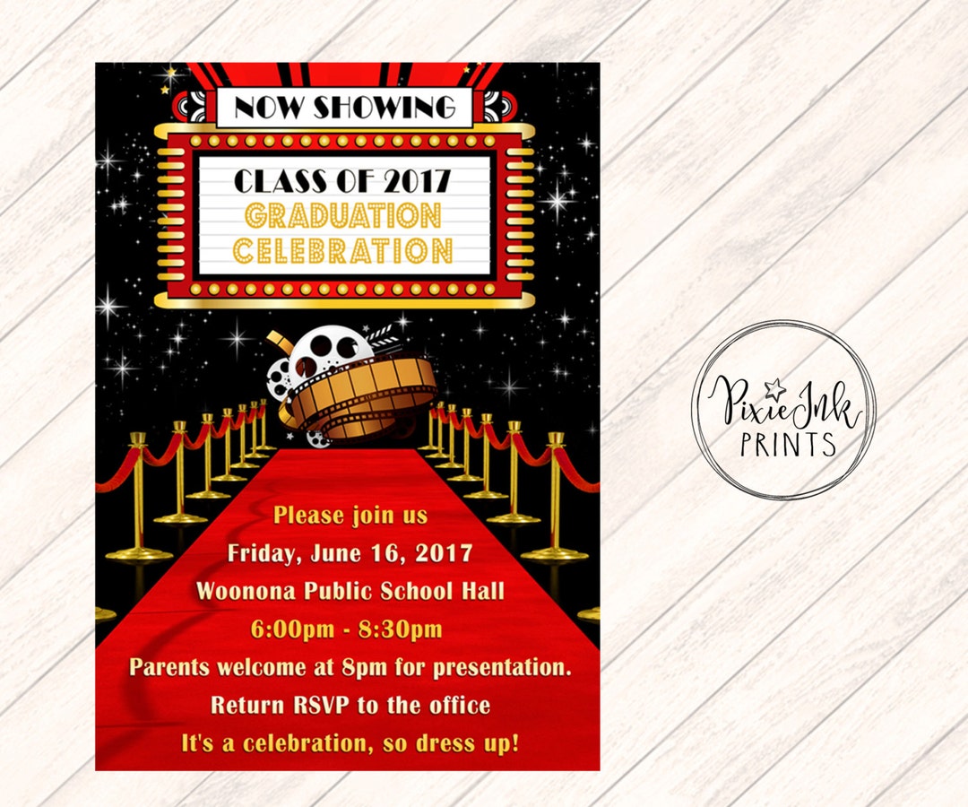 Red Carpet Theatre Marquee Invitation Movie Reel Invitation - Etsy