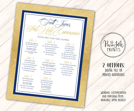 Seating Chart Poster First Holy Communion Poster Communion | Etsy