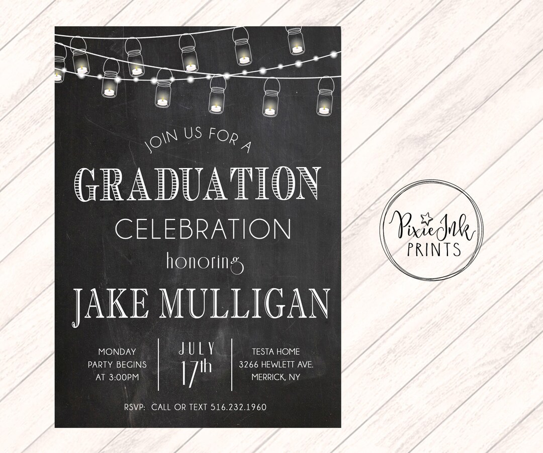 Graduation Party Invitation, Chalkboard Graduation Invitation, Class of ...