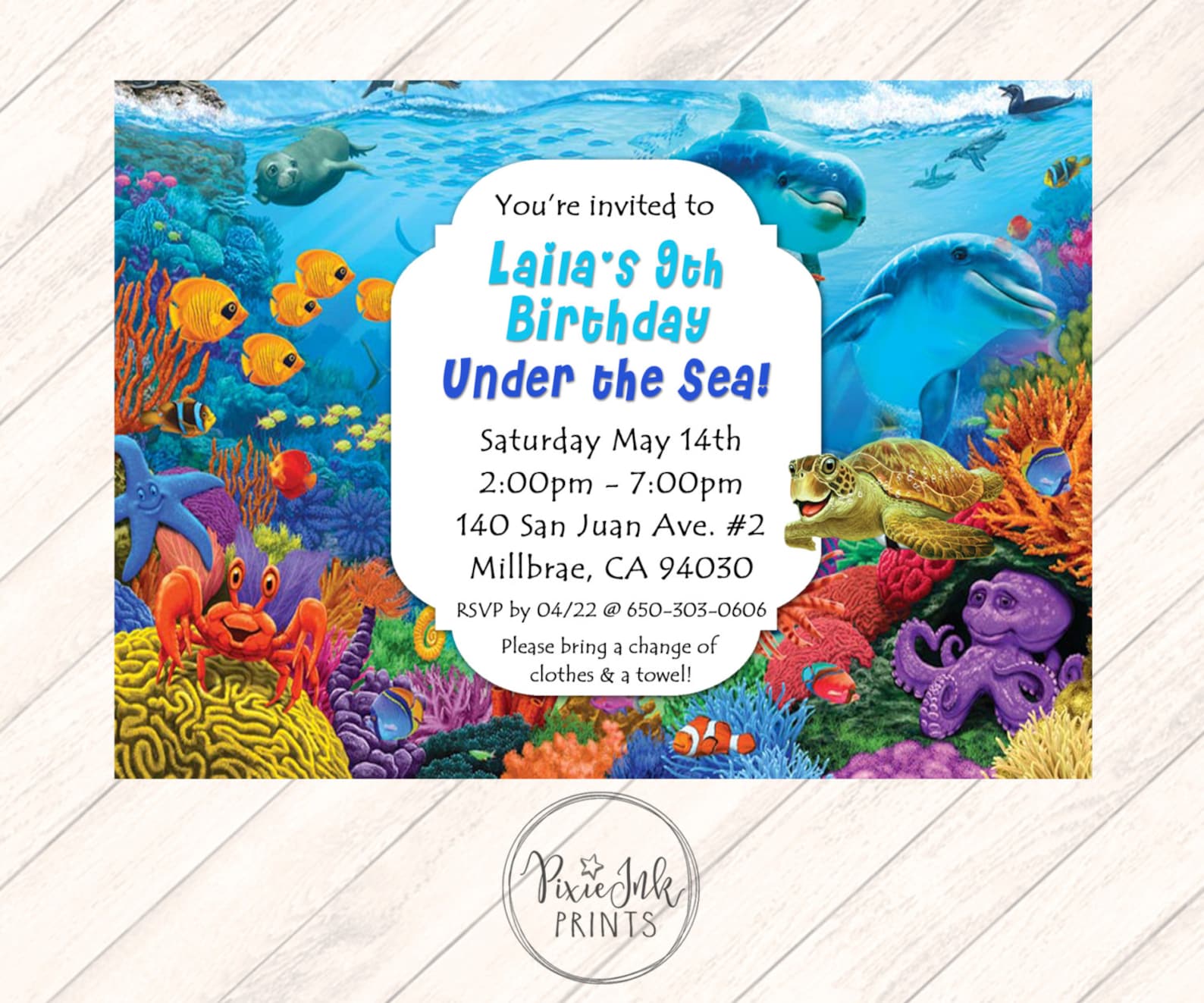 Under the Sea Invitation Sea Animals Invite Dolphin - Etsy