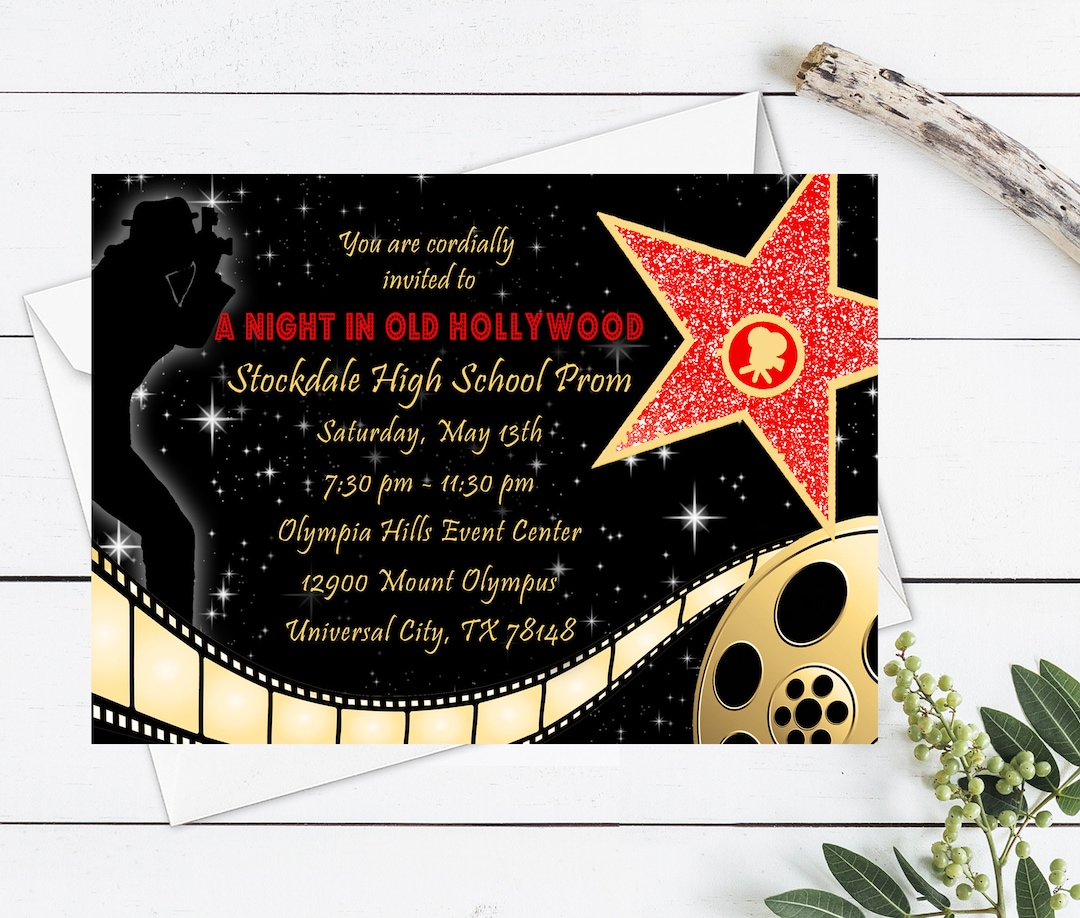 Red Carpet Invitation, Hollywood Party Invite, Red Carpet Party ...