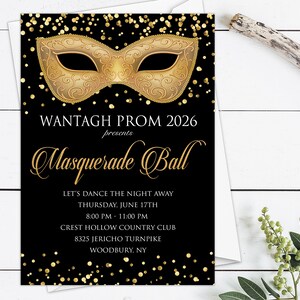 Masquerade Ball Prom Invitation, Masquerade Prom Invitation, Prom ...