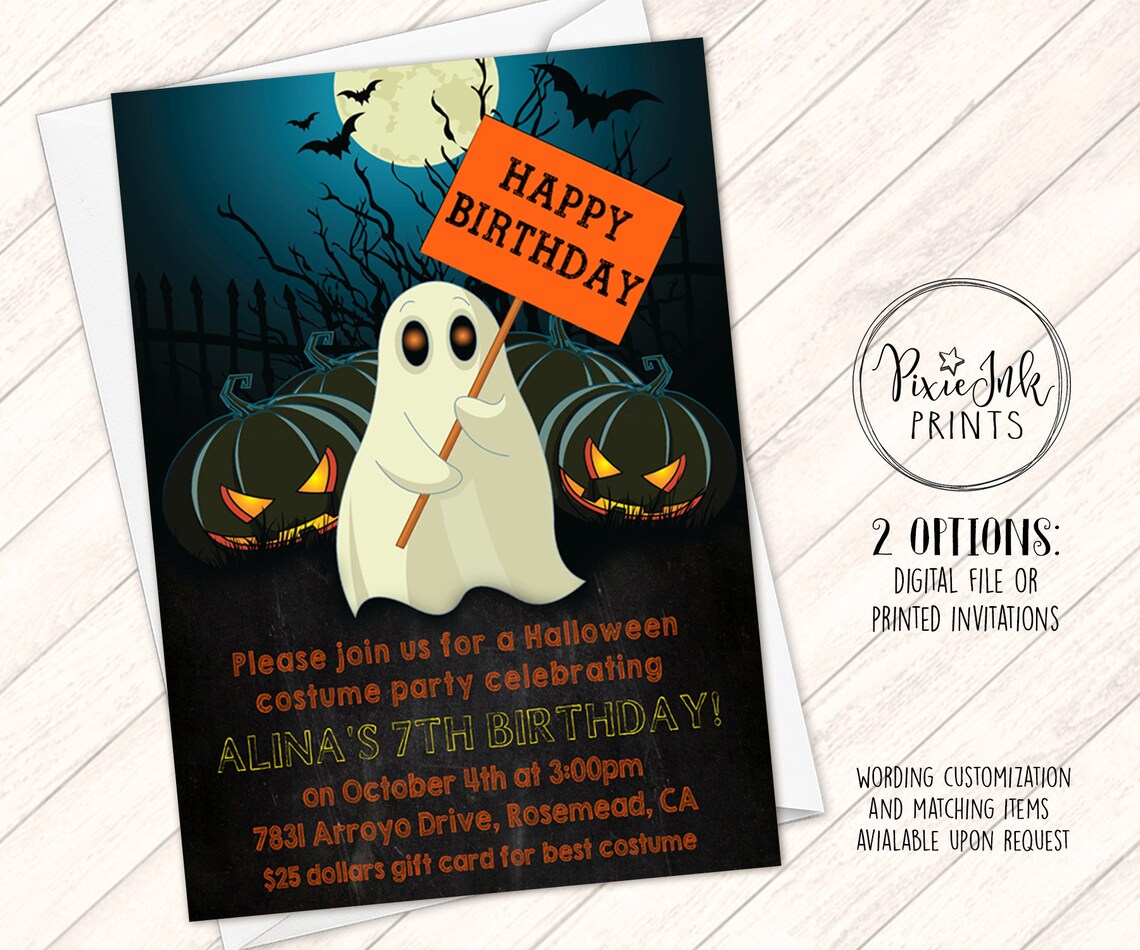 Ghost Invitation Halloween Party Invitations Boo Party | Etsy