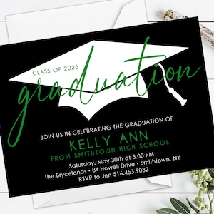 School Colors Graduation Party Invitation, College Graduation Cap ...