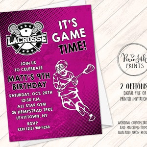 Lacrosse Invitation, Lacrosse Birthday Invitation, Lacrosse Party ...