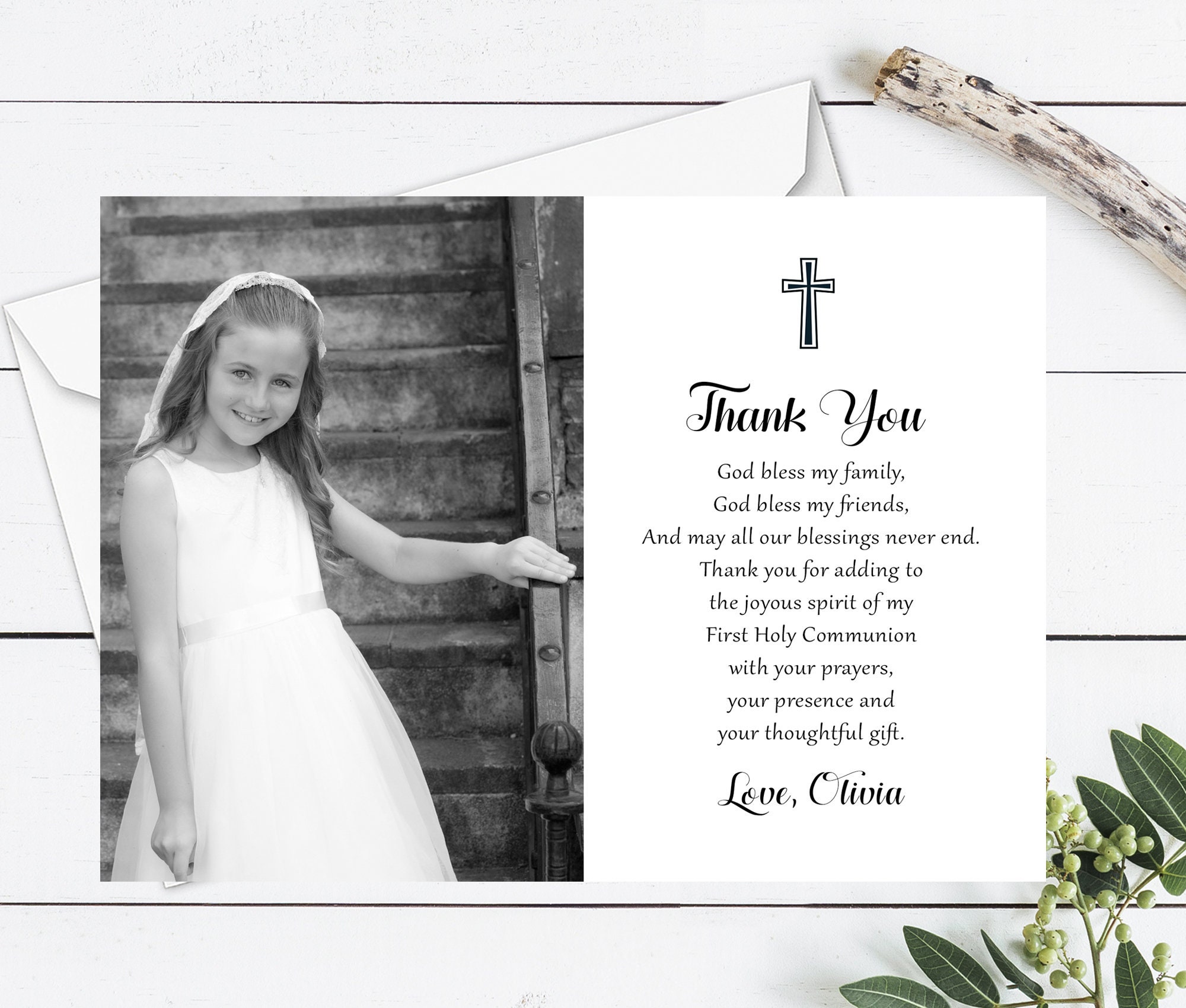 Communion Thank You Card , Communion Picture Thank You, First Holy ...