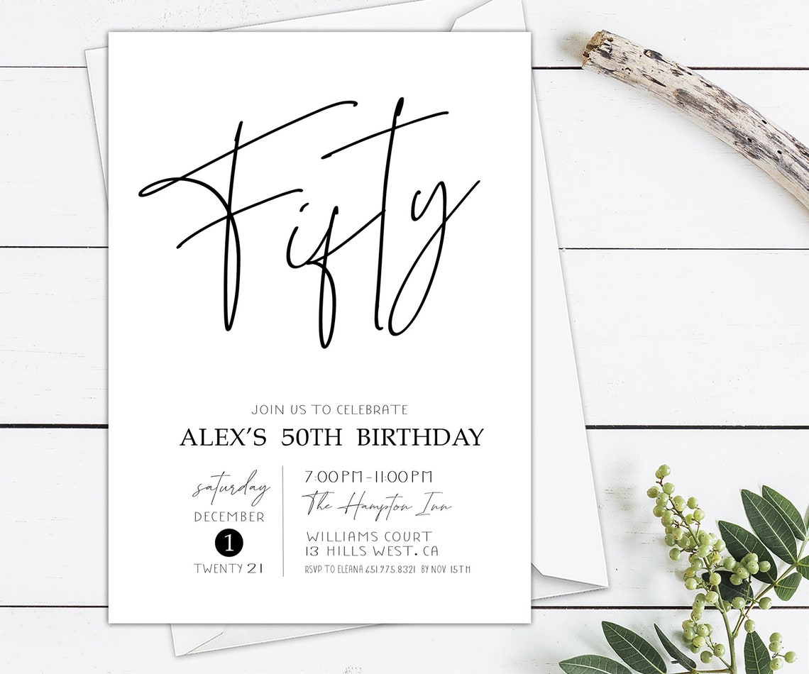 50th Birthday Party Invitation Fifty & Fabulous Invitation - Etsy