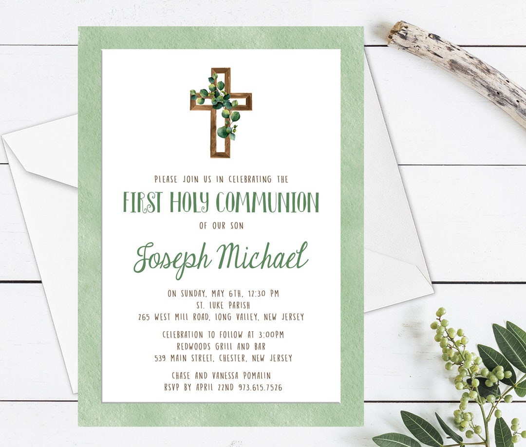 Boy Communion Invitation, First Communion Invitation, First Holy ...