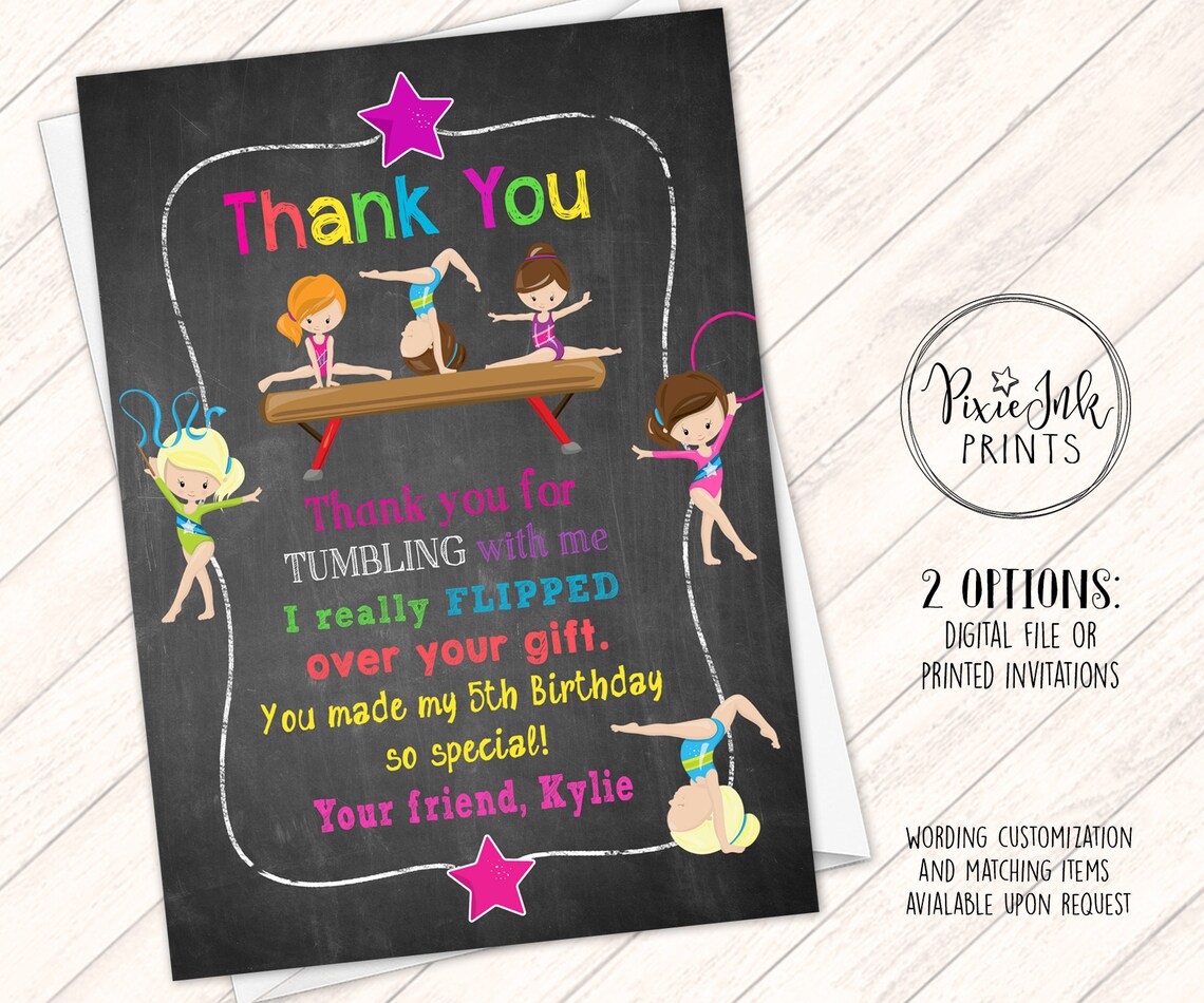 Gymnastics Birthday Thank You Gymnastics Party Thank You - Etsy