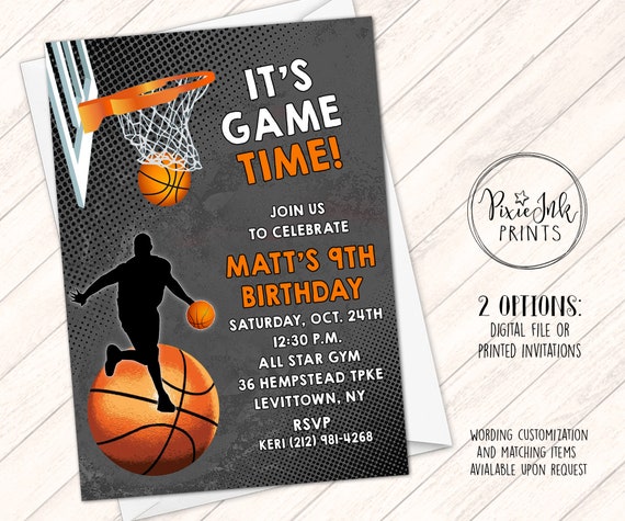 All Star Party Girls Basketball Invite Pink Basketball Sports ...