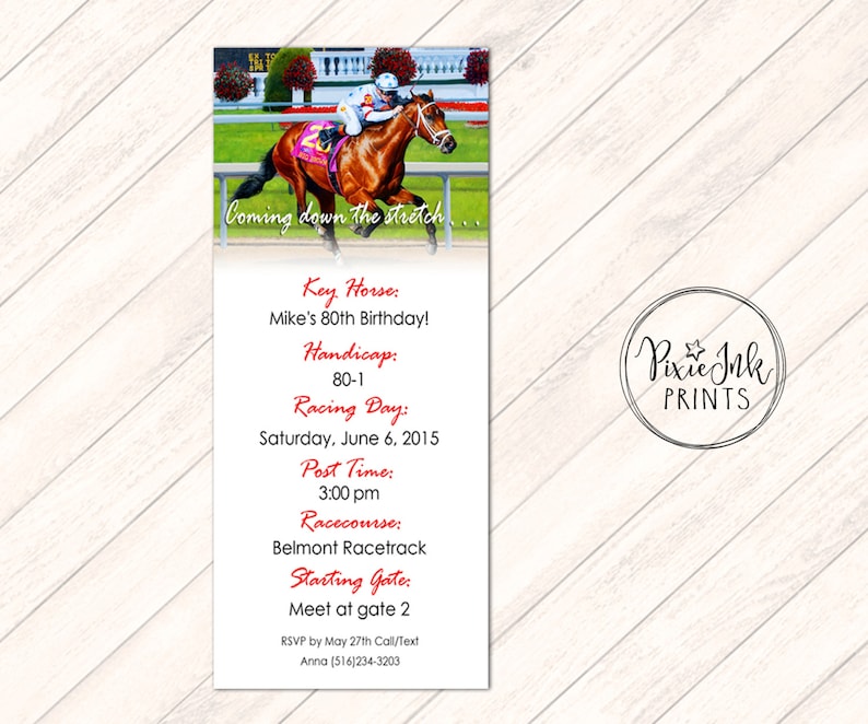Horse Racing Invitation Coming Down the Stretch Invitation - Etsy