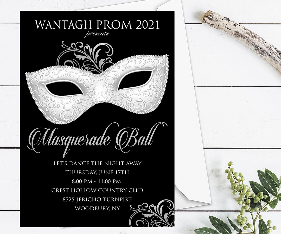 Prom Invitation, Masquerade Ball Prom Invitation, Masquerade Prom ...
