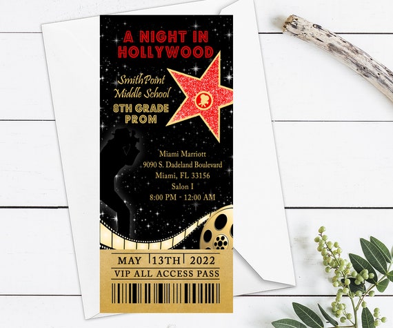 VIP Ticket Invitation Red Carpet Ticket Invitation Hollywood - Etsy