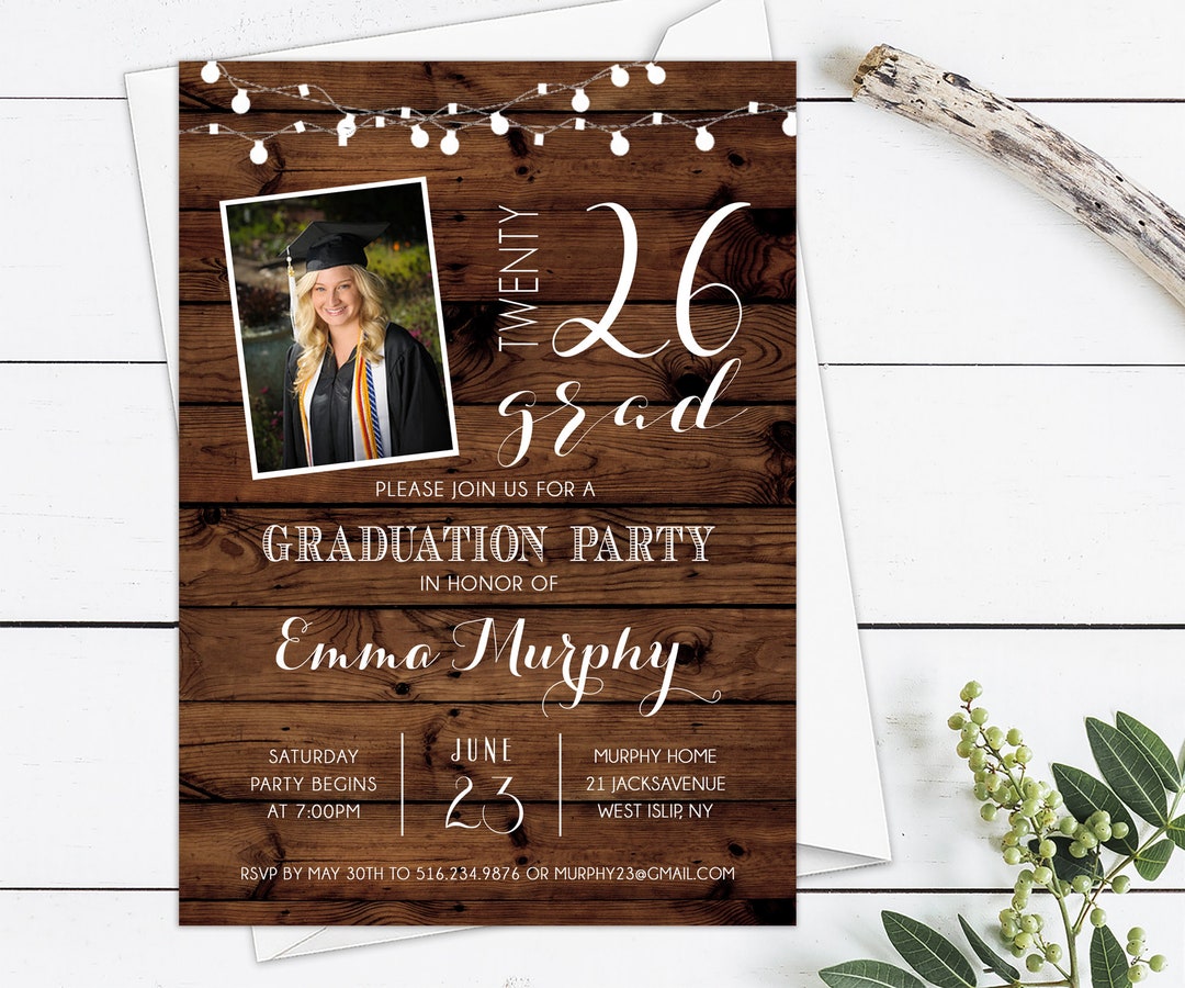 Rustic Graduation Party Invitation, Garden Graduation Invitation Class ...