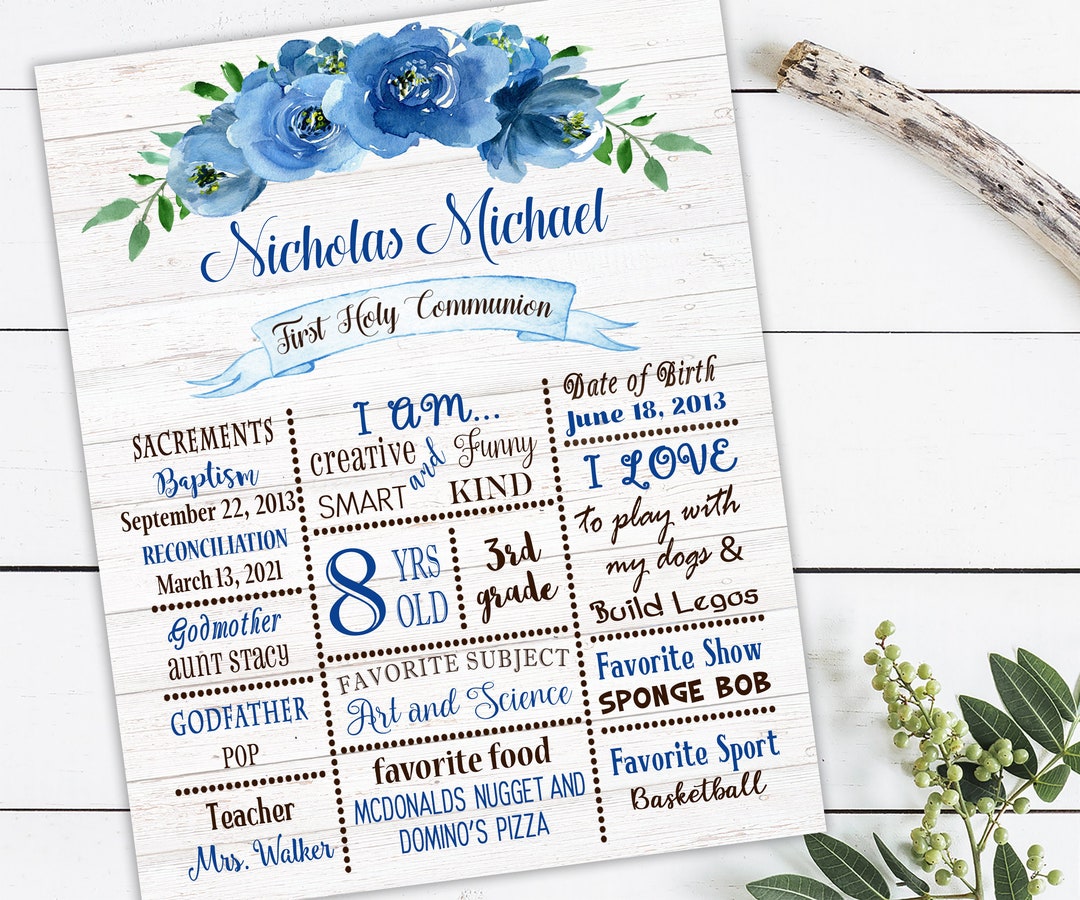 Communion Poster, First Holy Communion Poster, Communion Milestone ...