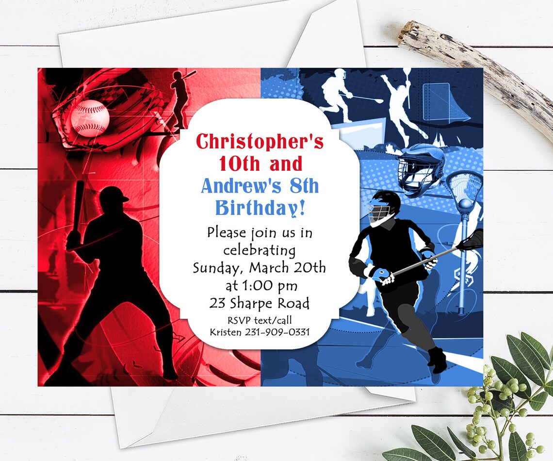 Sports Combo Invitation Split Birthday Invitation Split - Etsy