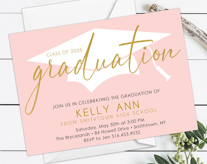 Graduation Party Invitation, College Graduation Announcement, High ...