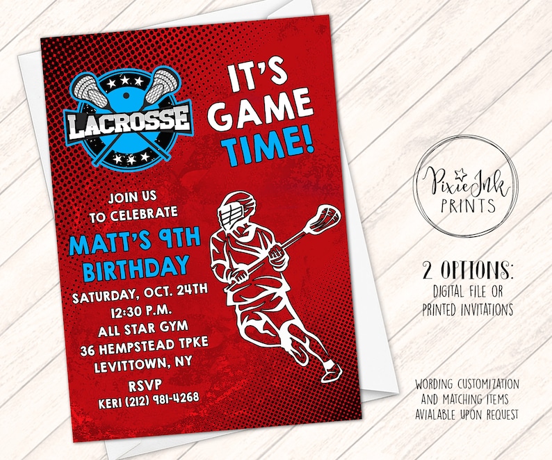Lacrosse Invitation Lacrosse Birthday Invitation Lacrosse | Etsy