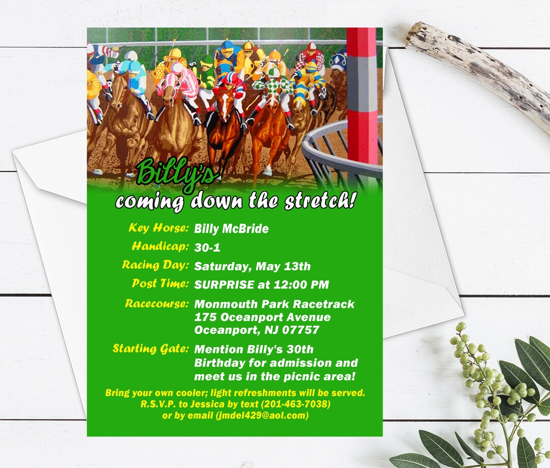 Horse Racing Invitation, Coming Down the Stretch Invitation, Racing ...
