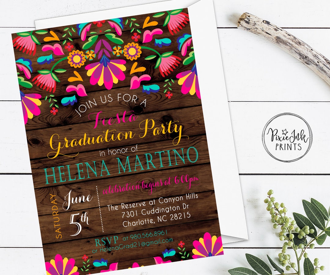 Graduation Fiesta Party Invitation, Fiesta Graduation Invitation, Grad ...