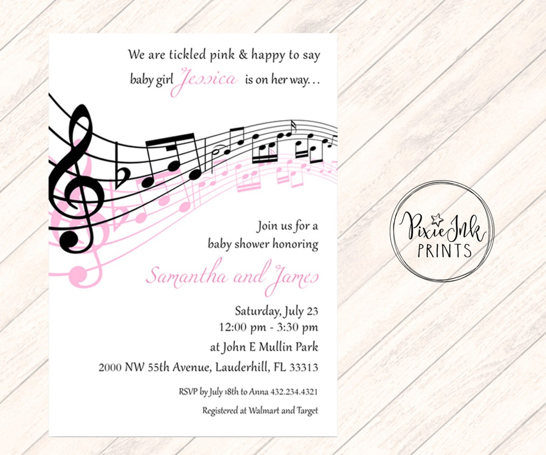 Music Notes Baby Shower Invitation, Musical Baby Shower Invitation ...