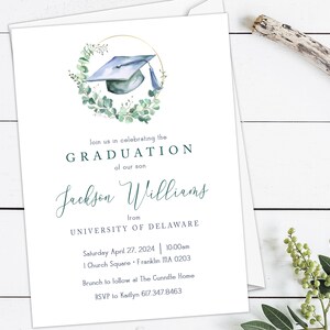 Greenery Graduation Party Invitation, College Graduation Announcement ...