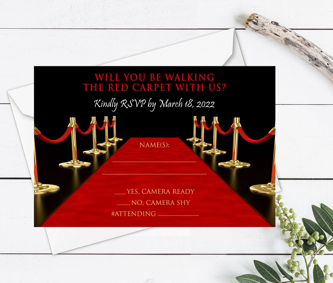Red Carpet RSVP Card, Hollywood Response Card, A Star is Born RSVP ...