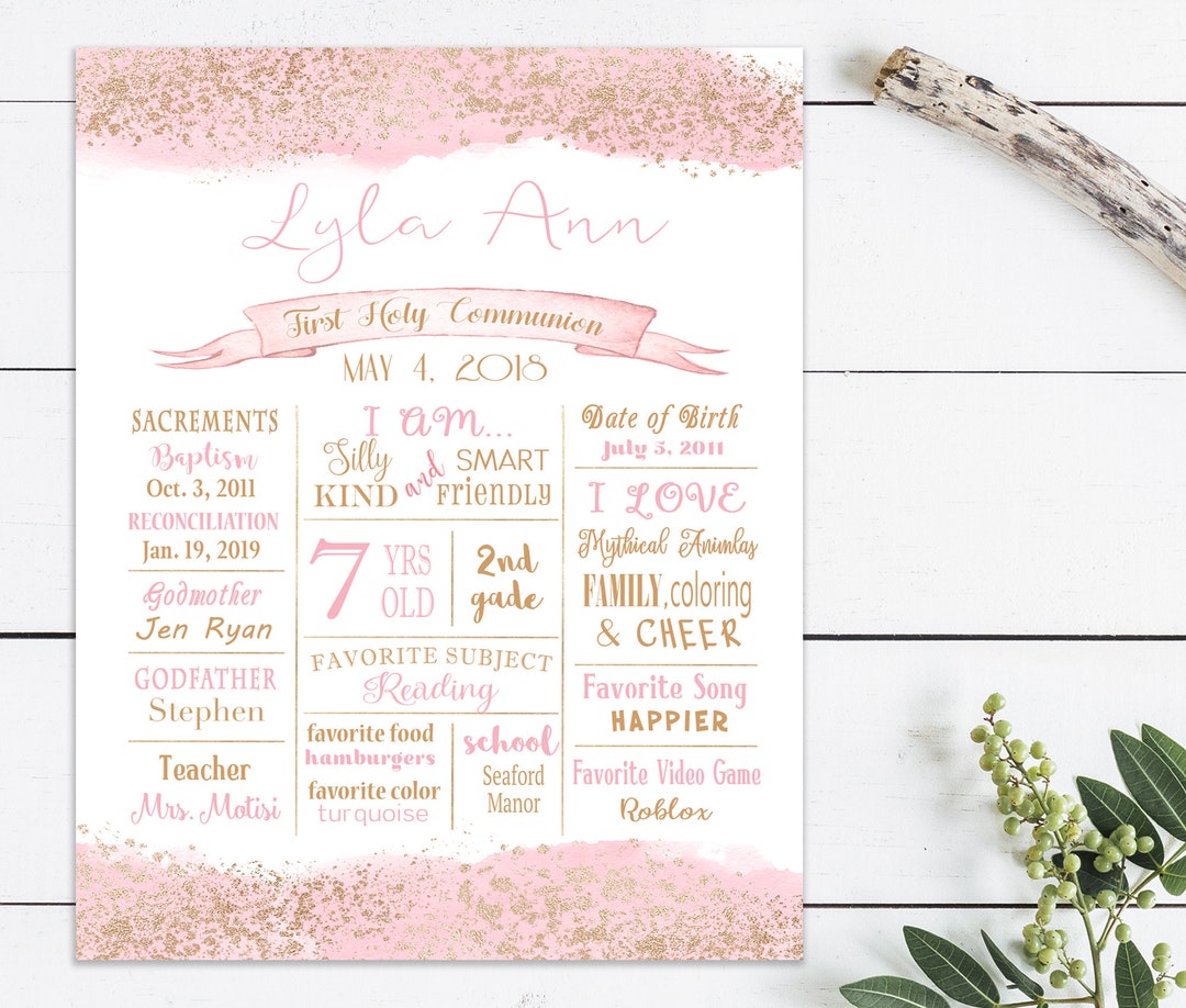 Communion Poster, First Holy Communion Poster, Communion Milestone ...