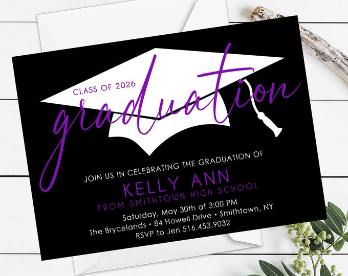 Graduation Cap Invitation - Etsy